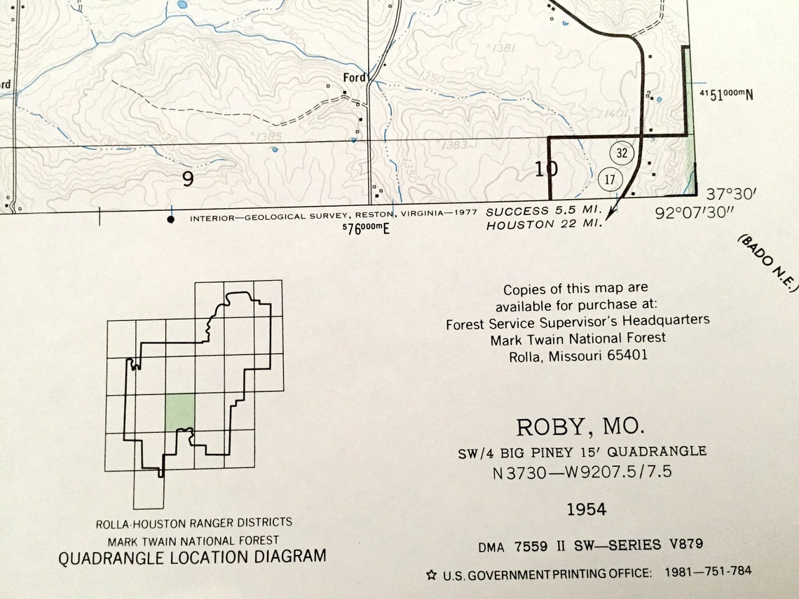 Antique Roby Missouri 1954 US Geological Survey Topographic | Etsy