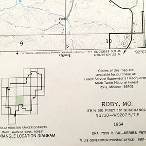 Antique Roby, Missouri 1954 US Geological Survey Topographic Map ...