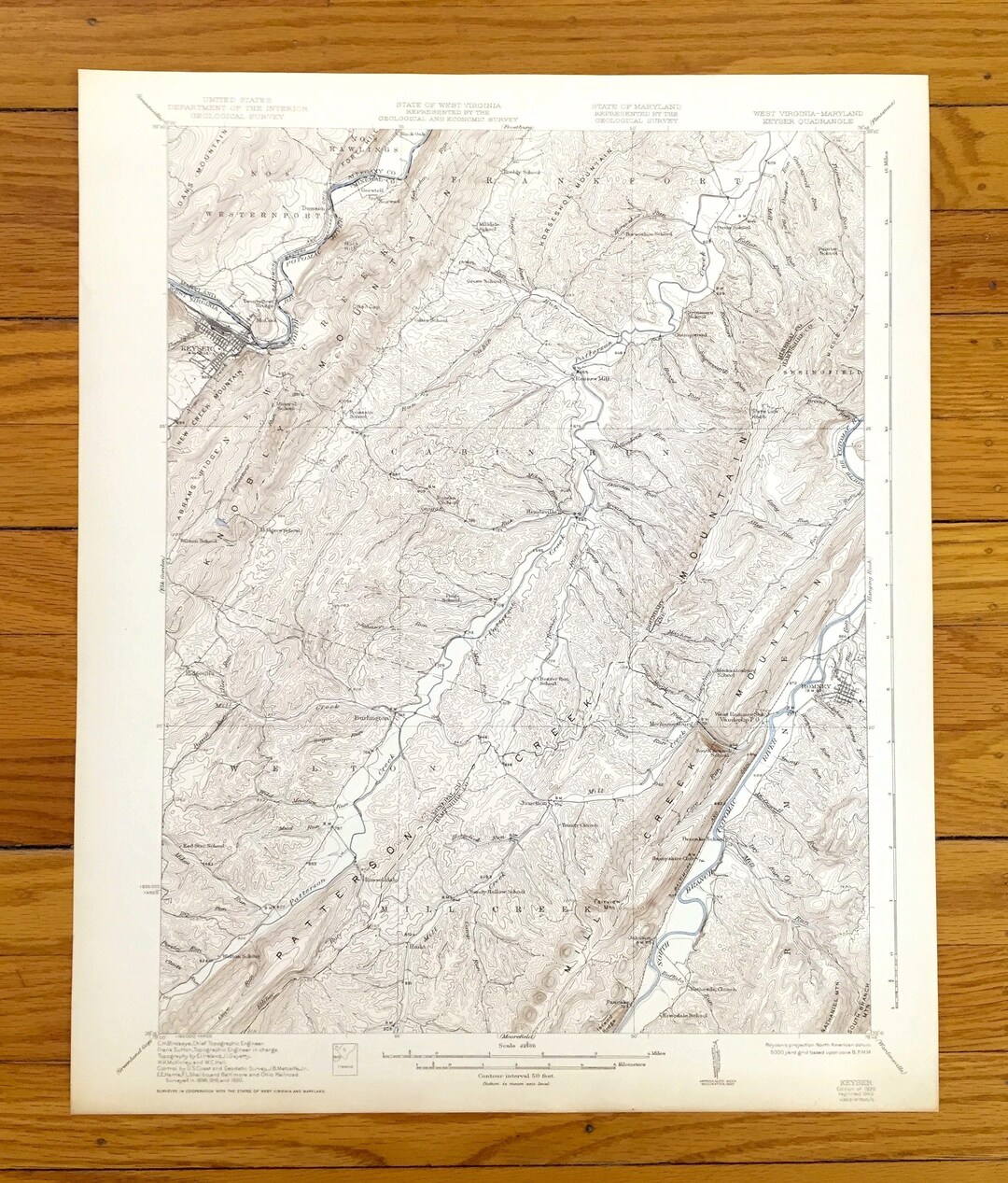 Antique Keyser, West Virginia 1922 US Geological Survey Topographic Map ...