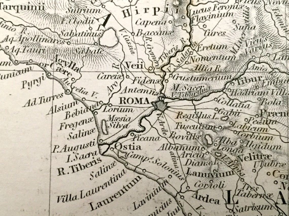 Antique 1830 Ancient Italy Map From SDUK Atlas Rome Roman | Etsy