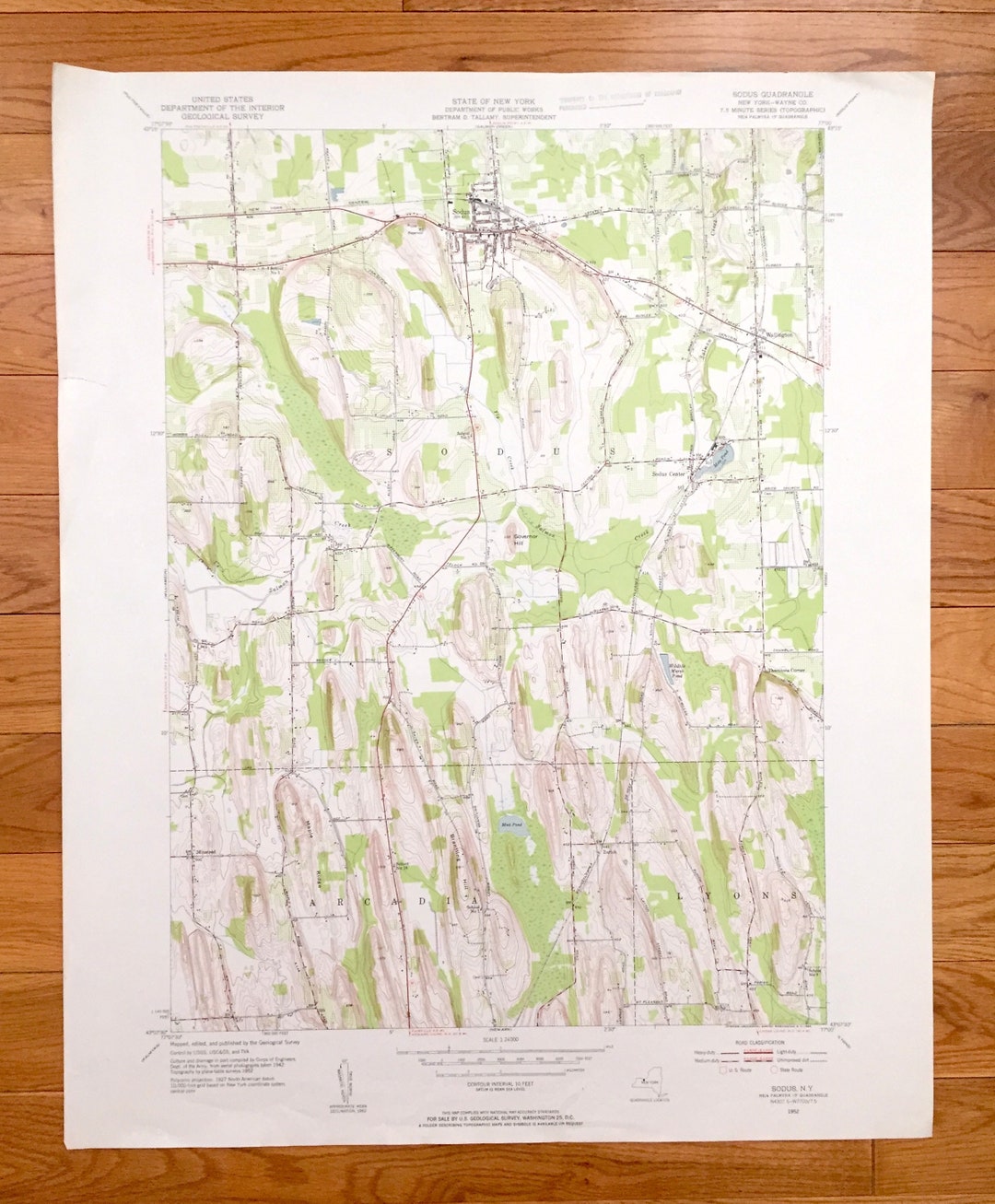 Antique Sodus, New York 1952 US Geological Survey Toographic Map ...
