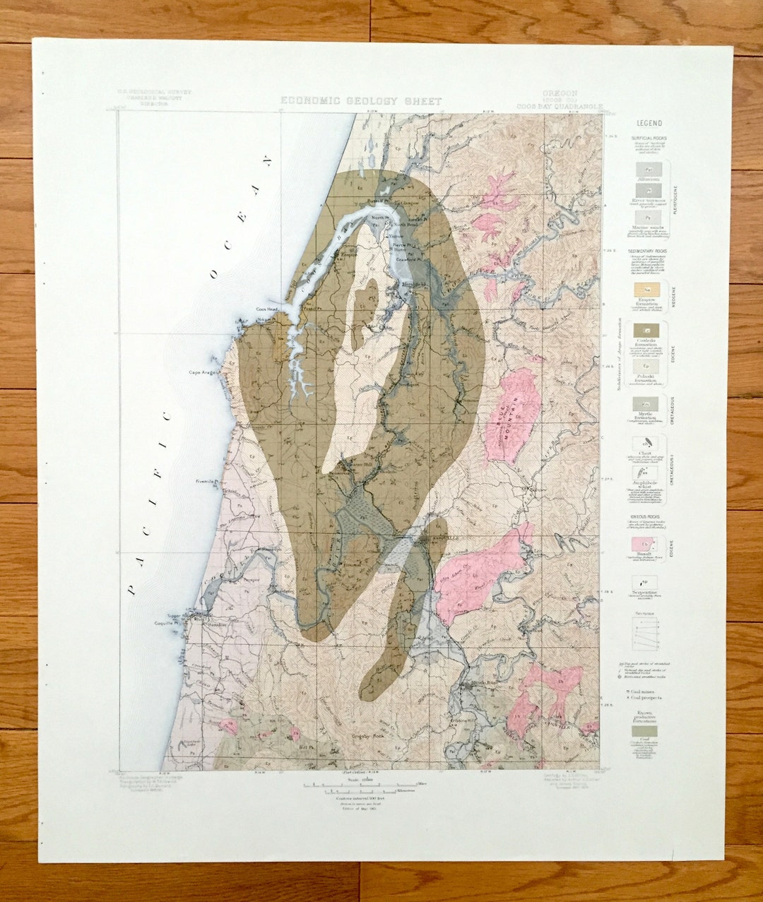 Antique Coos Bay, Oregon 1900 US Economic Geological Survey Map ...