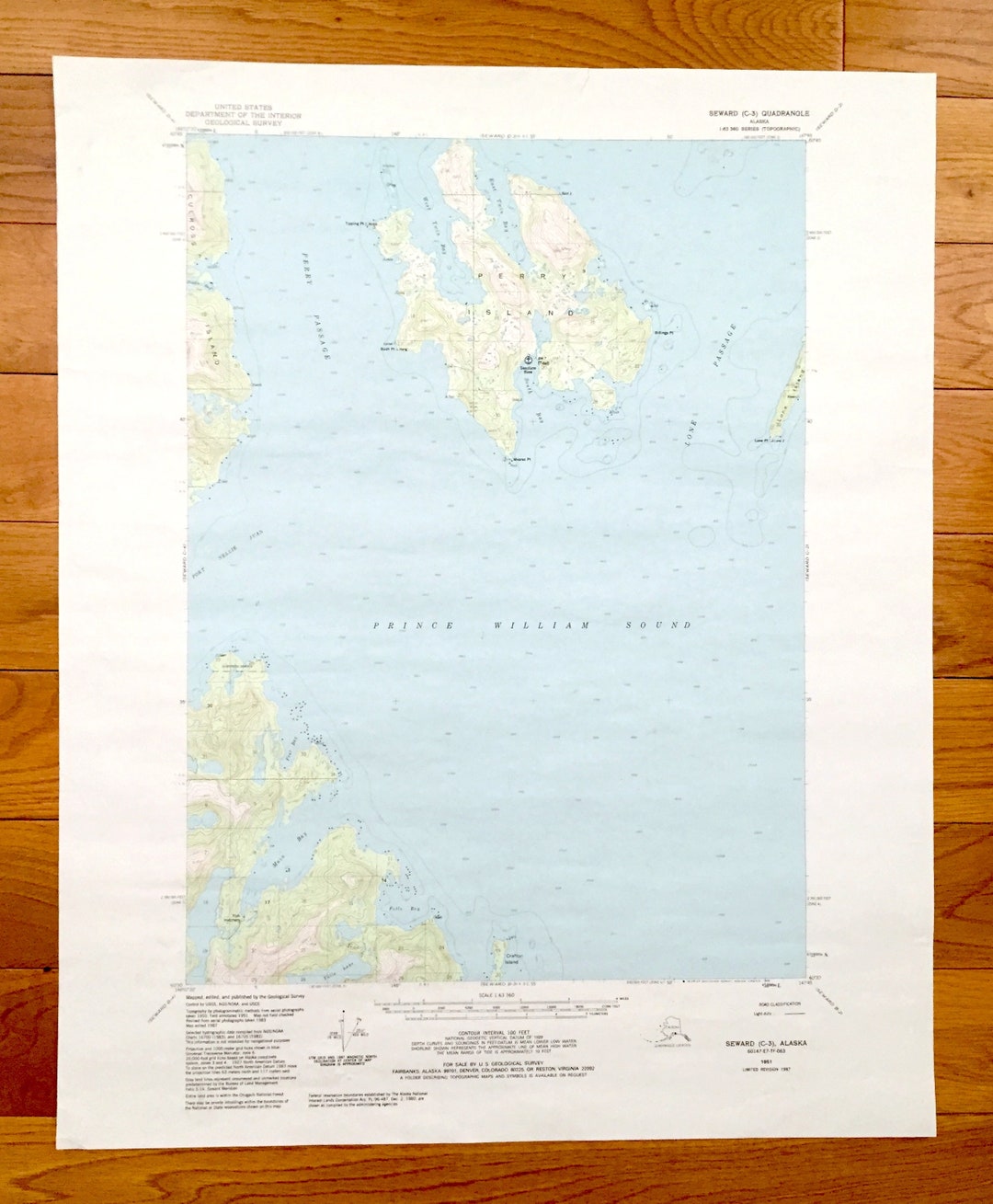 Antique Seward (C-3), Alaska 1951 US Geological Survey Topographic Map ...