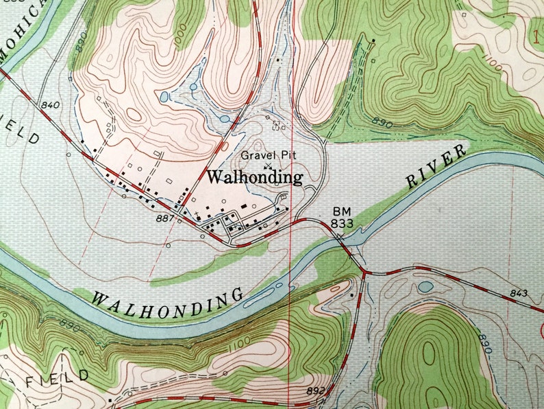 Antique Walhonding, Ohio 1961 US Geological Survey Topographic Map ...