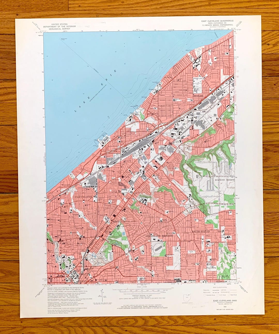 Antique Cleveland, Ohio 1963 US Geological Survey Topographic Map ...