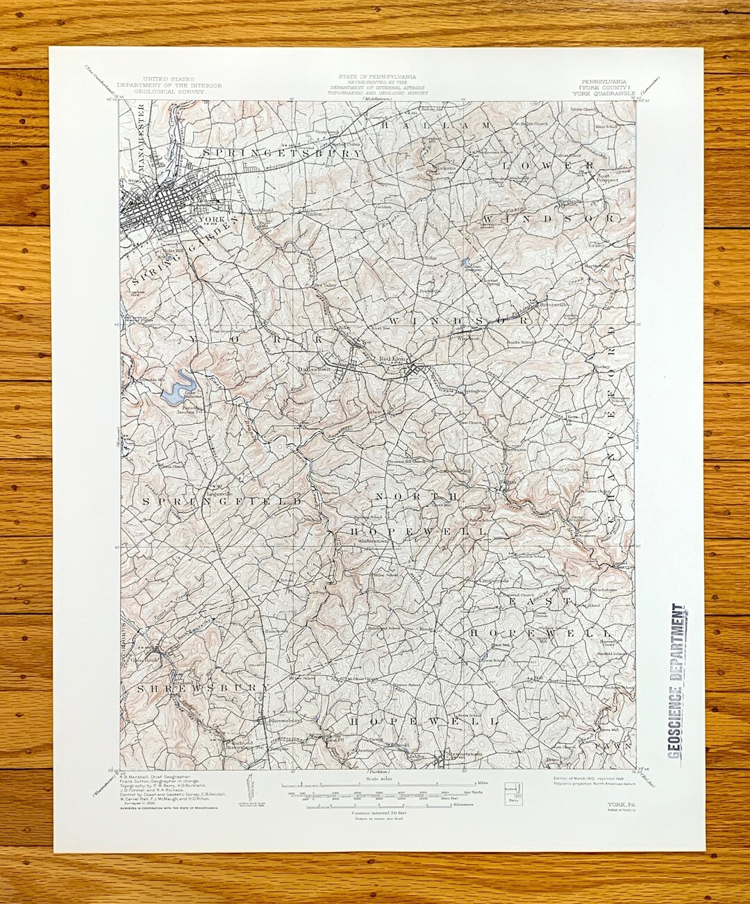 Mapa topográfico del Servicio Geológico de EE. UU. Antiguo de York ...