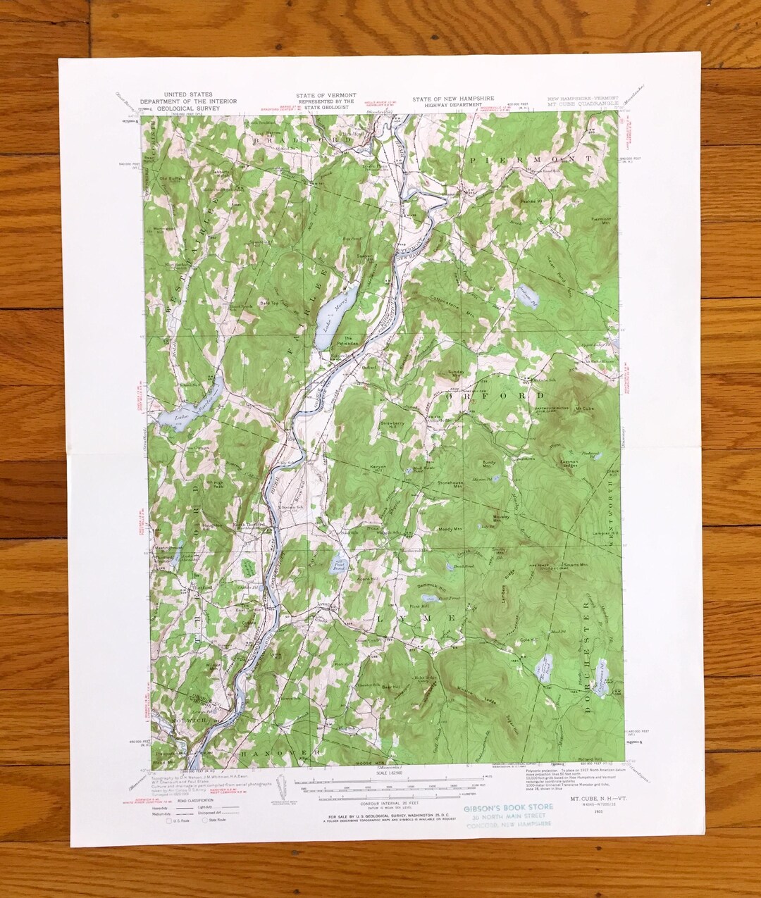 Antique Mt Cube, New Hampshire 1931 US Geological Survey Topographic ...