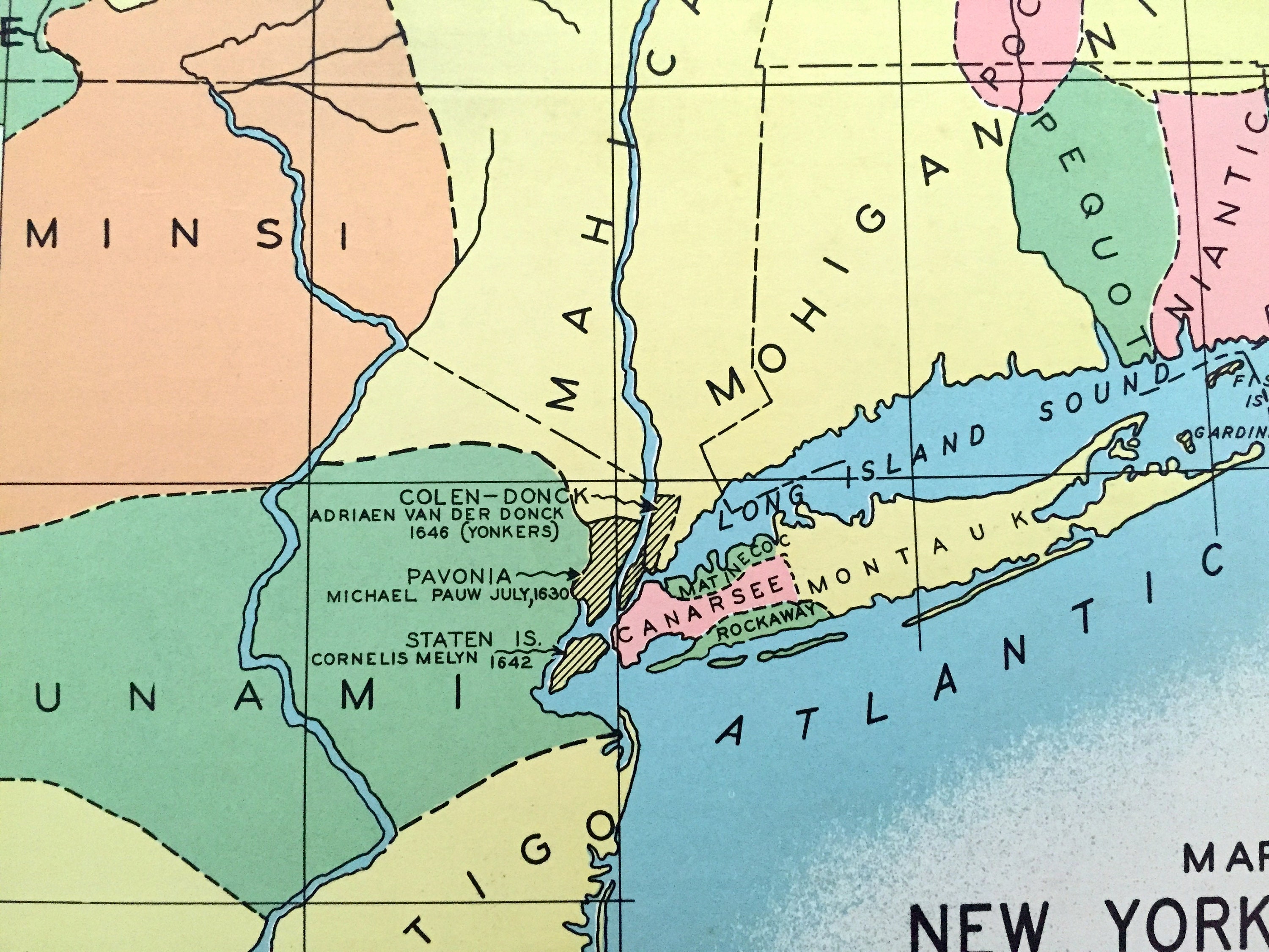 Antique 1941 New York Pre-Colonial Map from WP Munger's Historical ...