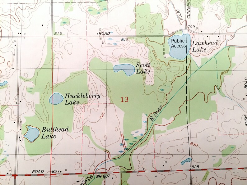 Antique Woodland, Michigan, 1981 US Geological Survey Topographic Map ...