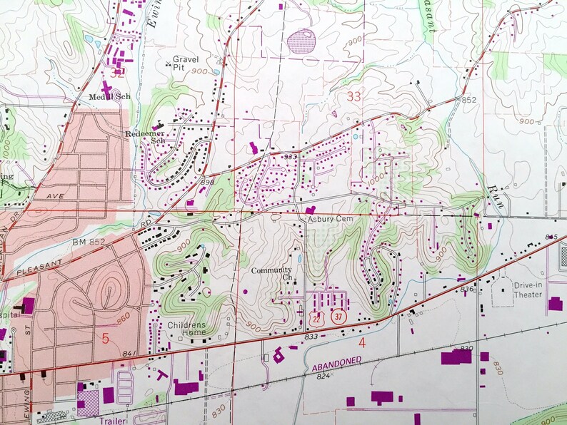 Antique Lancaster, Ohio 1961 US Geological Survey Topographic Map ...