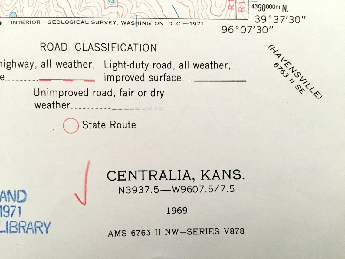 Antique Centralia Kansas 1969 US Geological Survey - Etsy