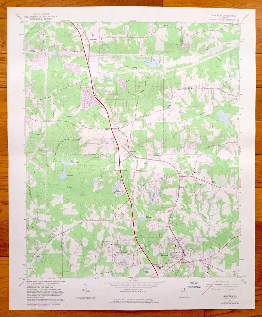 Antique Hampton, Georgia 1965 US Geological Survey Topographic Map ...