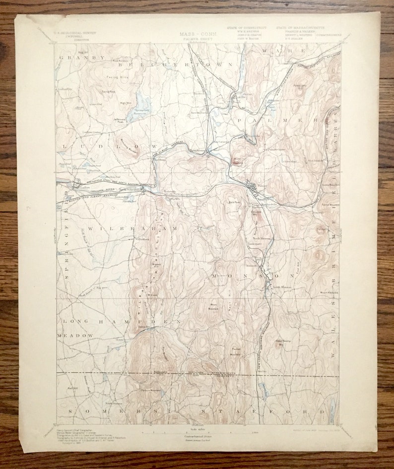 Antique Palmer, Massachusetts 1893 US Geological Survey Topographic Map ...
