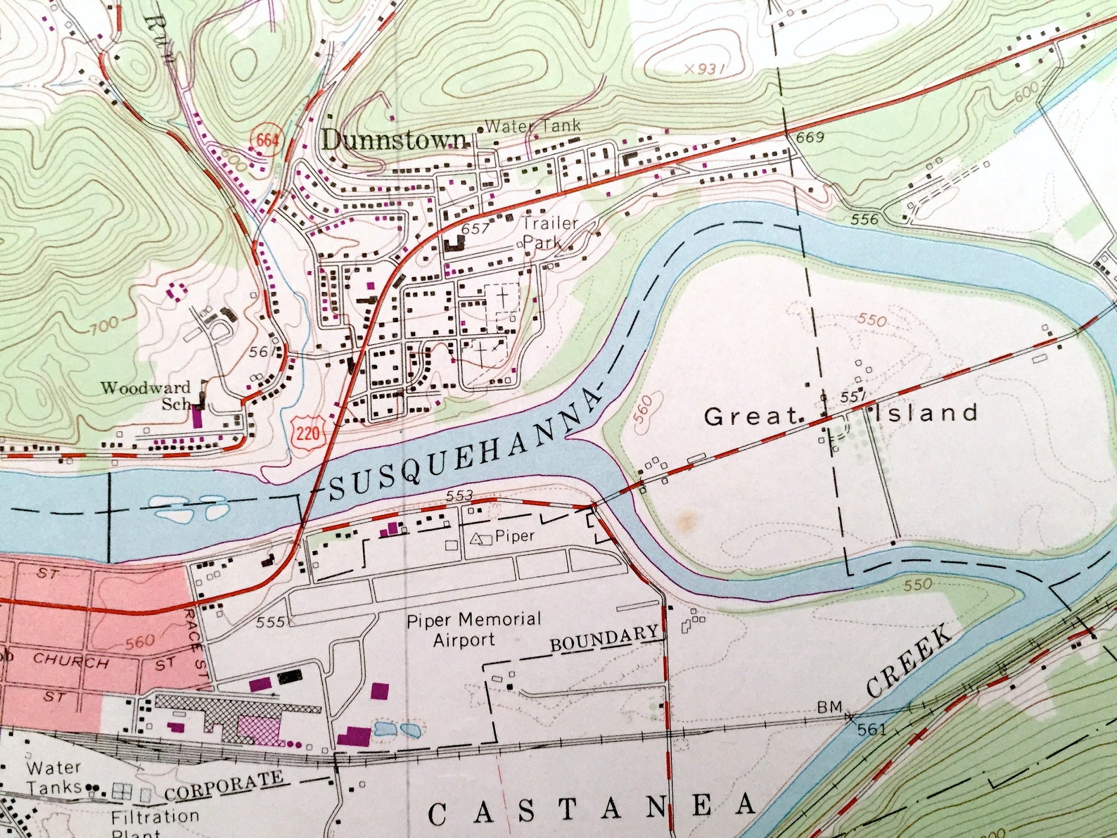 Antique Lock Haven, Pennsylvania 1965 US Geological Survey Topographic ...