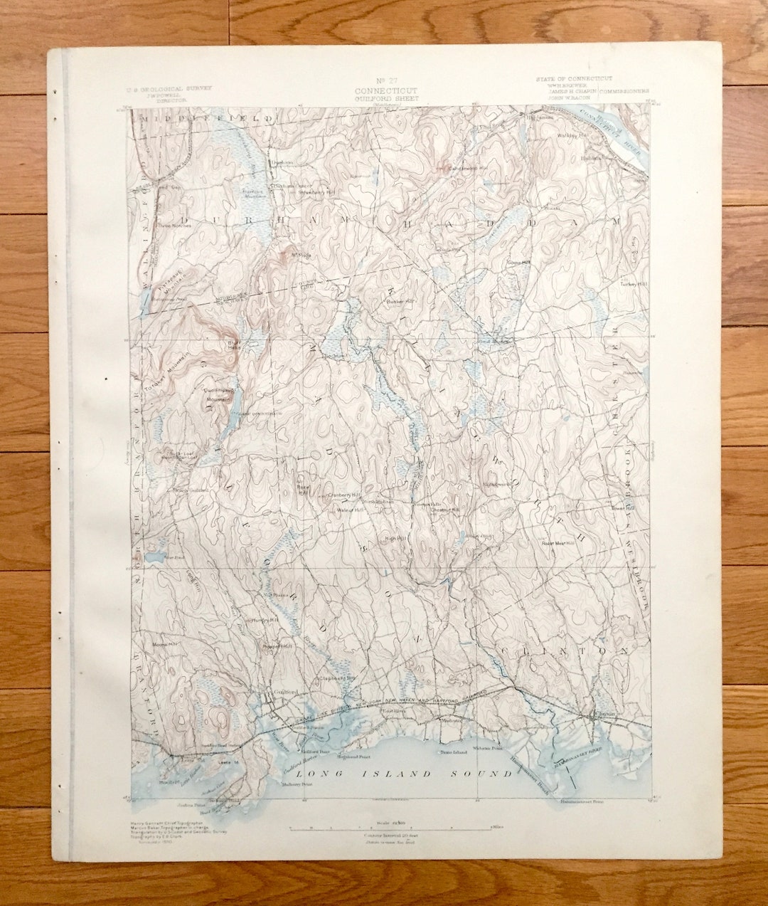 Antique Guilford, Connecticut 1893 US Geological Survey Topographic Map ...