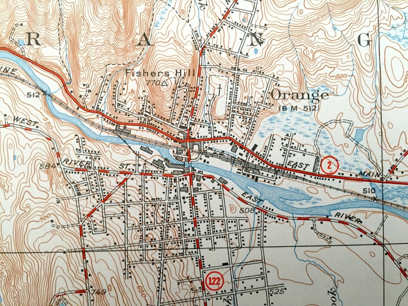 Antique Orange Massachusetts 1941 US Geological Survey | Etsy