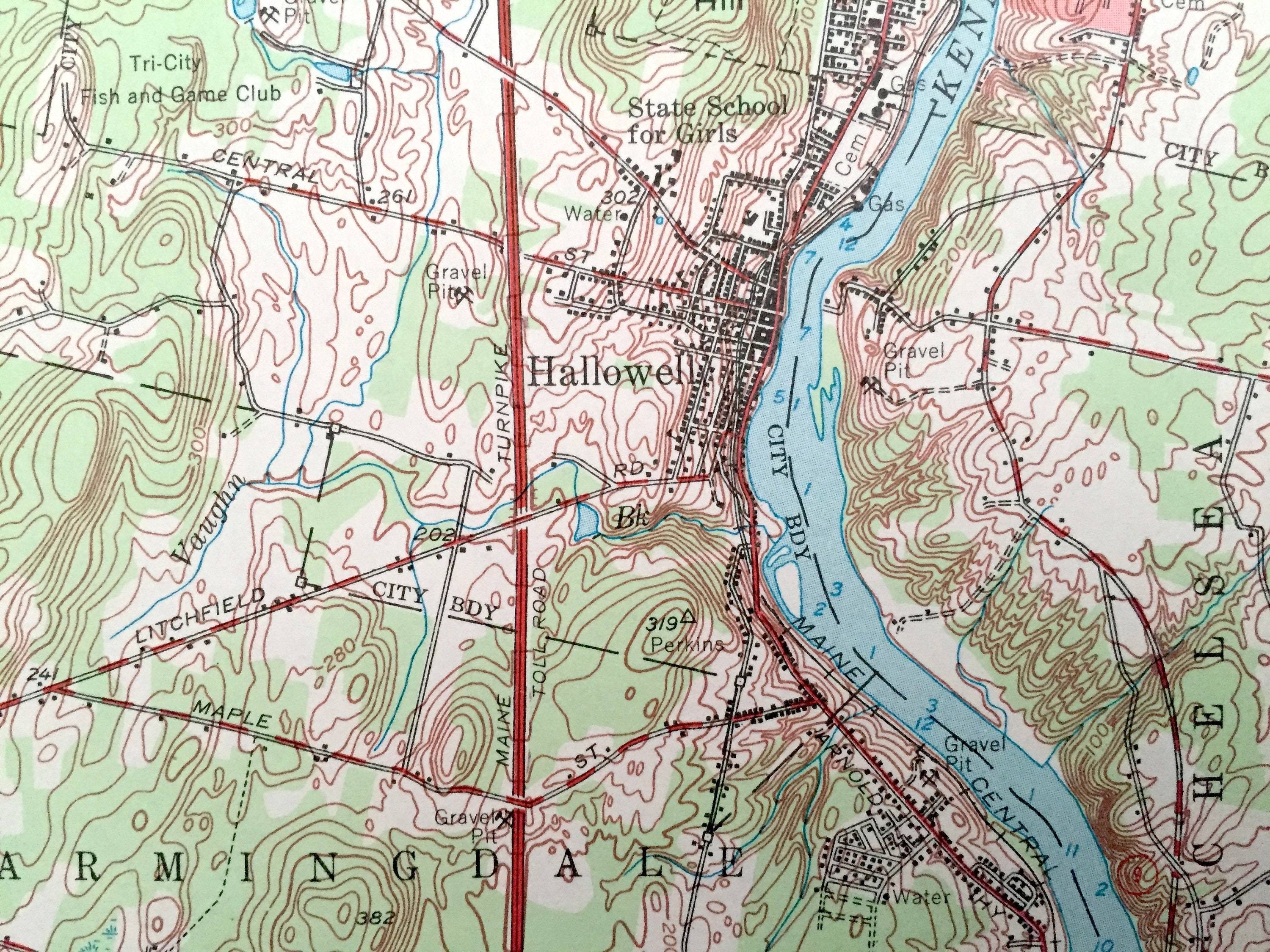 Antique Augusta, Maine 1956 US Geological Survey Topographic Map ...