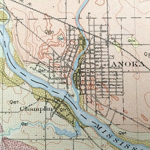 Antique Anoka, Minnesota 1915 US Geological Survey Topographic Map ...
