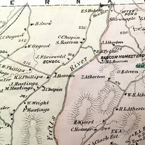 Antique 1871 Greenfield & Gill, Massachusetts Map From F.W. Beers Atlas ...