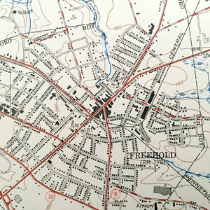 Antique Freehold, New Jersey 1953 US Geological Survey Topographic Map ...