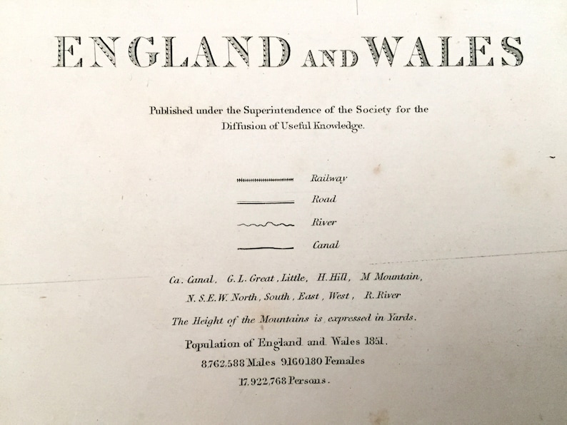 Antique 1845 England and Wales Map From SDUK Atlas United | Etsy