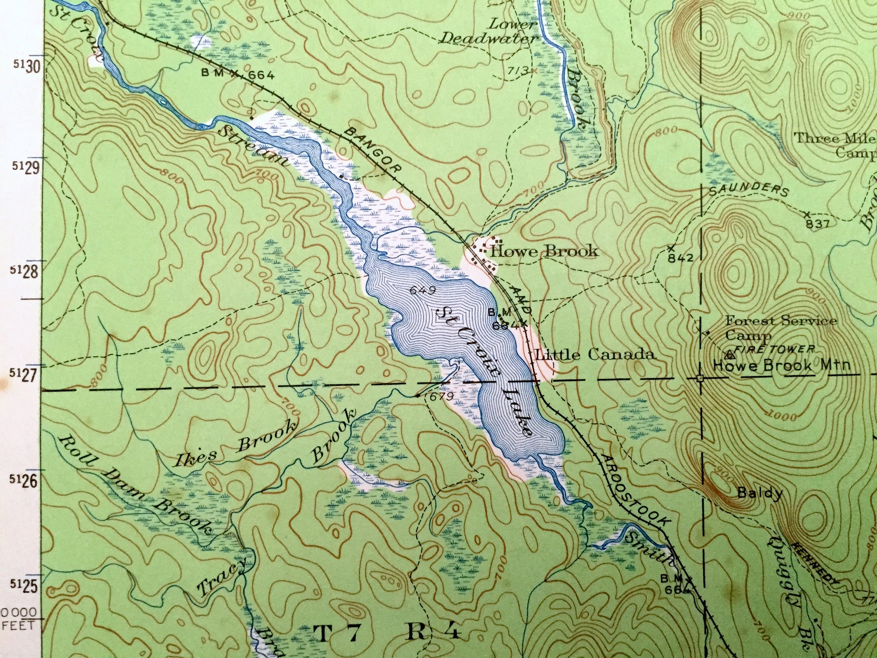 Antique Howe Brook, Maine 1954 US Geological Survey Topographic Map ...