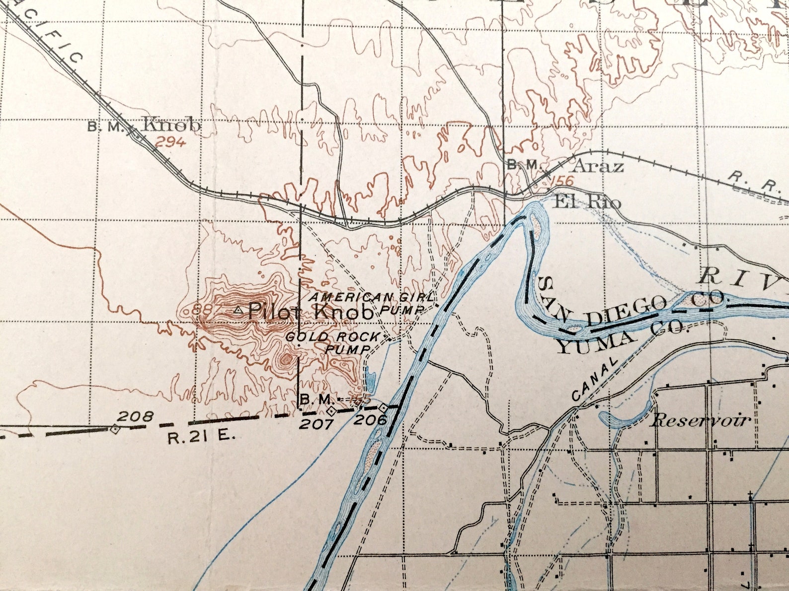 Antique Yuma, Arizona 1905 US Geological Survey Topographic Map ...