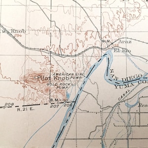Antique Yuma, Arizona 1905 US Geological Survey Topographic Map ...
