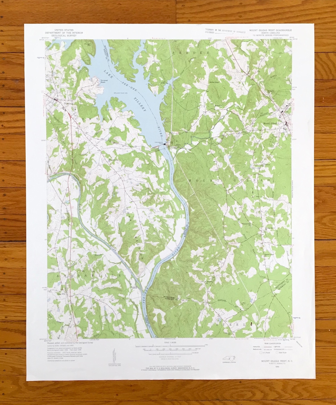 Antique Mount Gilead, North Carolina 1956 US Geological Survey ...