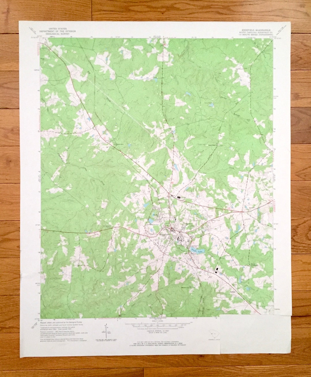 Antique Edgefield, South Carolina 1962 US Geological Survey Topographic ...