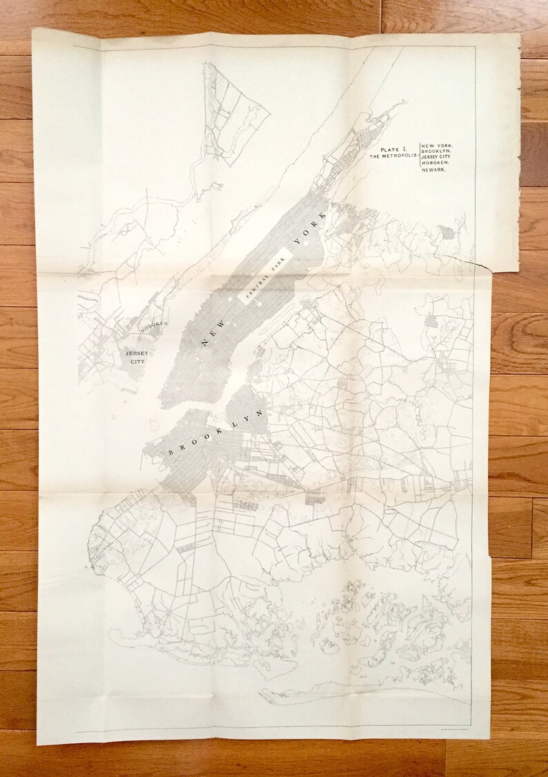 Antique New York City Map From 1880 Census – Manhattan, Brooklyn ...