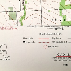 Antique Ovid, New York 1942 US Geological Survey Topographic Map ...