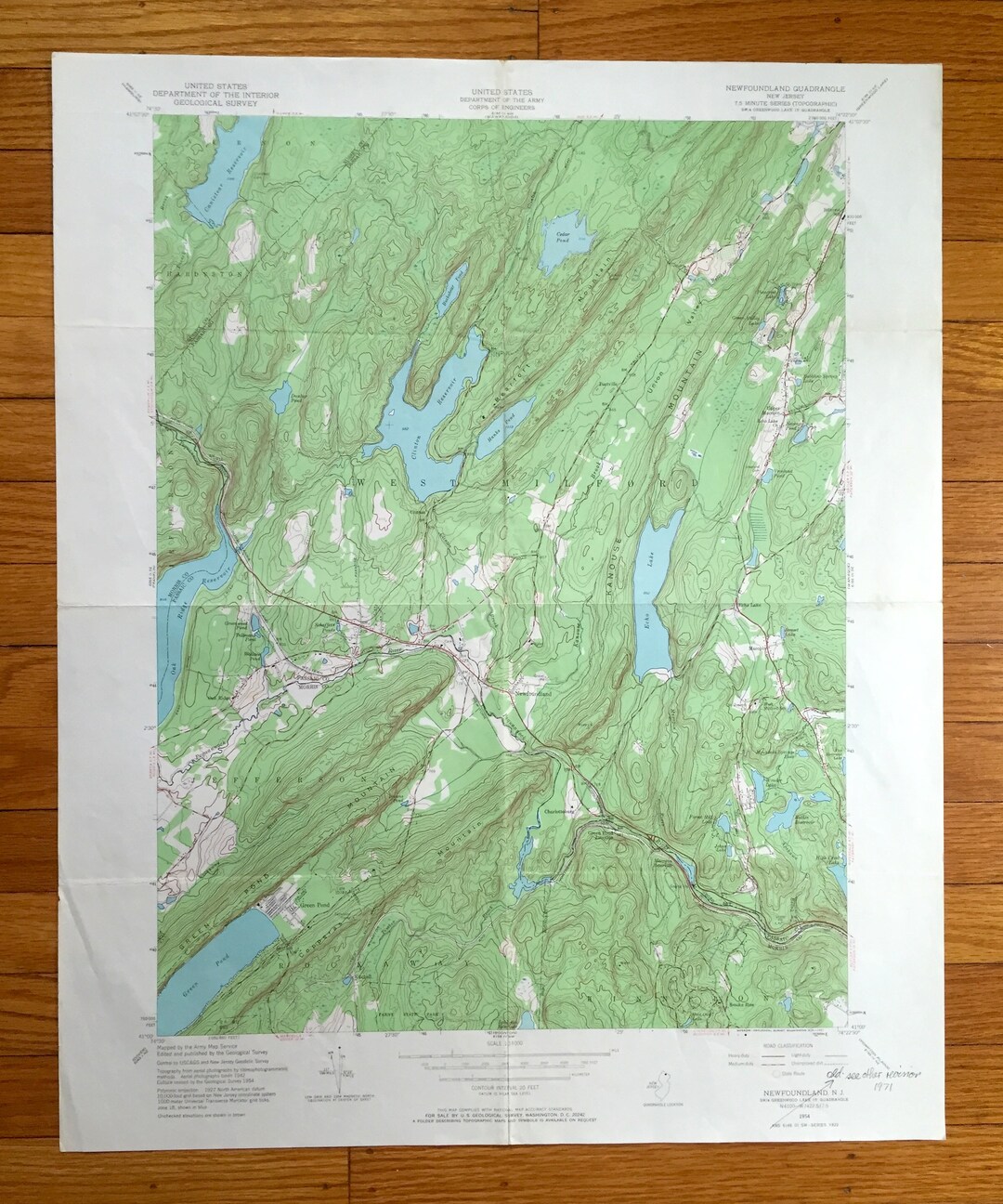 Antique Newfoundland, New Jersey 1954 US Geological Survey Topographic ...