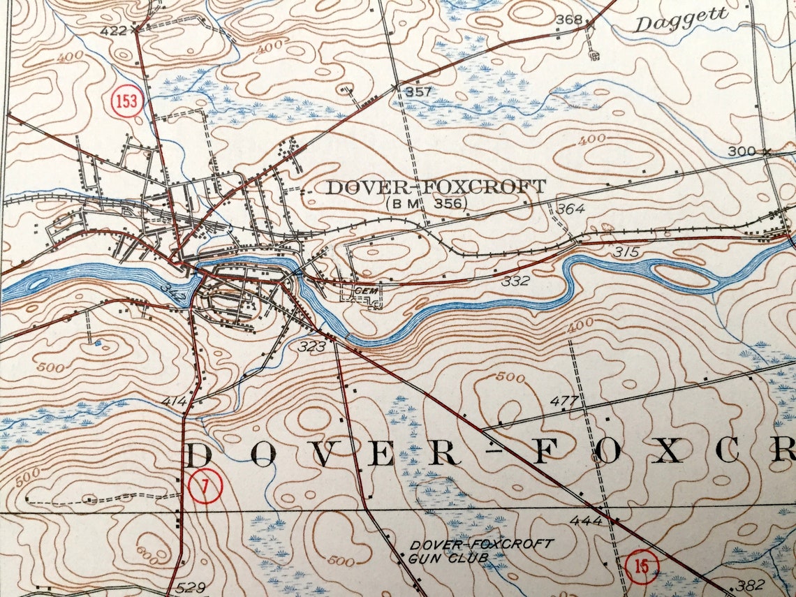 Antique Dover-Foxcroft Maine 1935 US Geological Survey Mappa | Etsy Italia