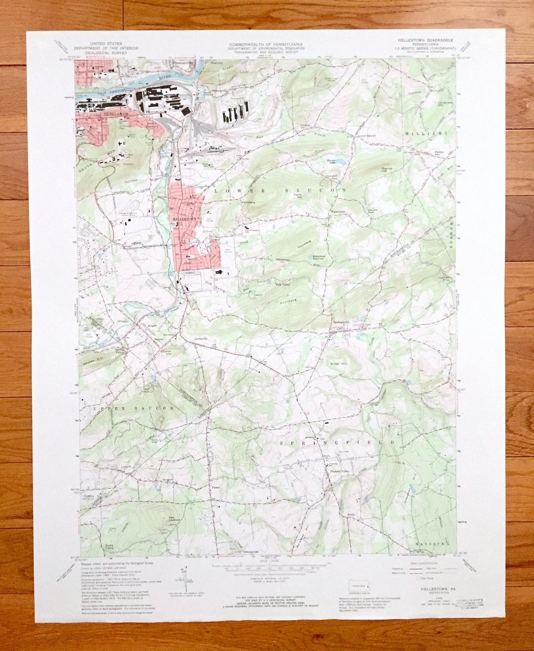 Antique Hellertown, Pennsylvania 1965 US Geological Survey Topographic ...