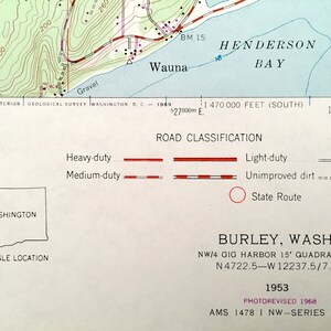 Antique Burley, Washington 1953 US Geological Survey Topographic Map ...