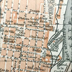 Antique 1914 Rochefort, France Map From Baedekers Guide Atlas ...