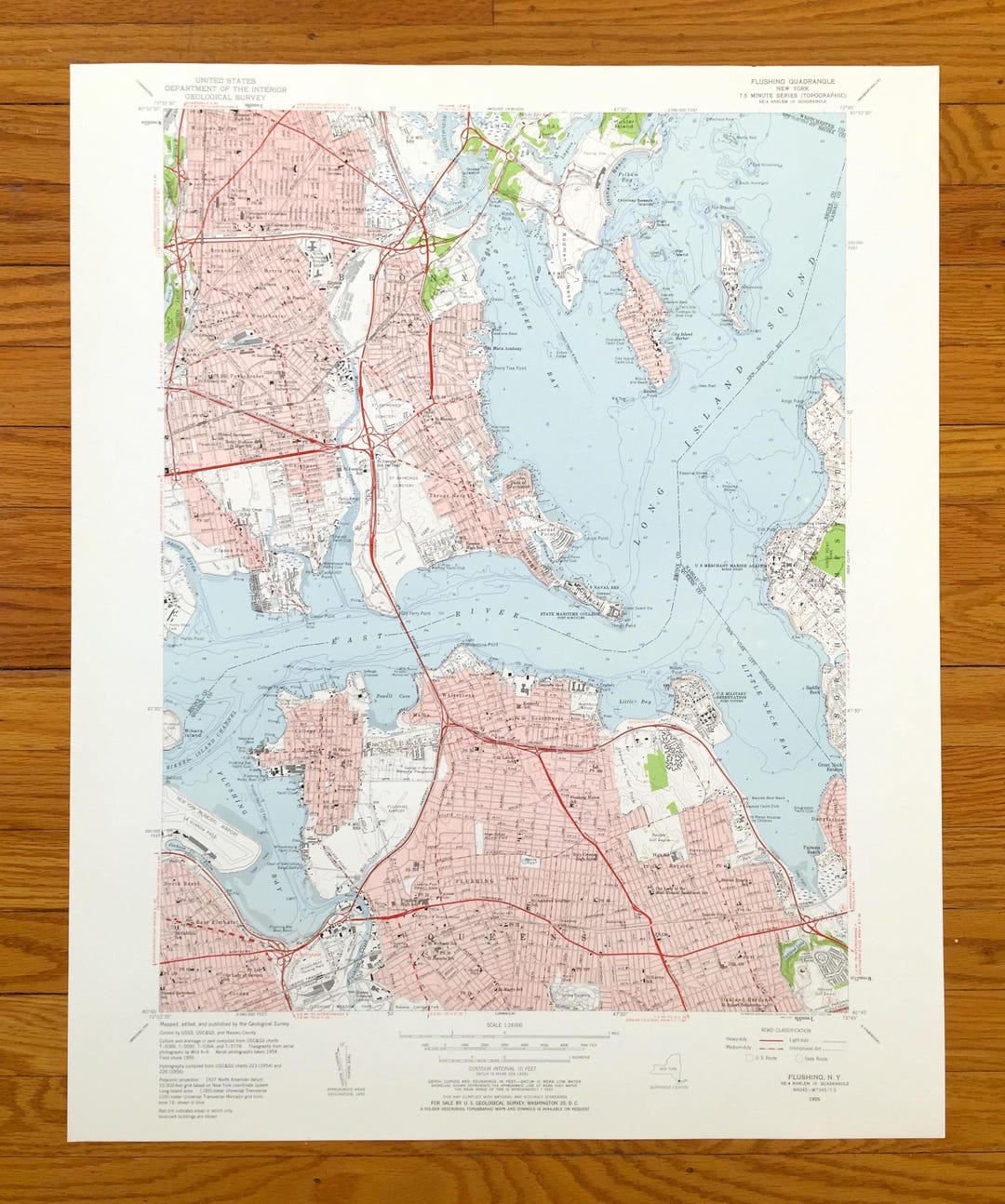 Antique Flushing, New York 1955 US Geological Survey Topographic Map ...