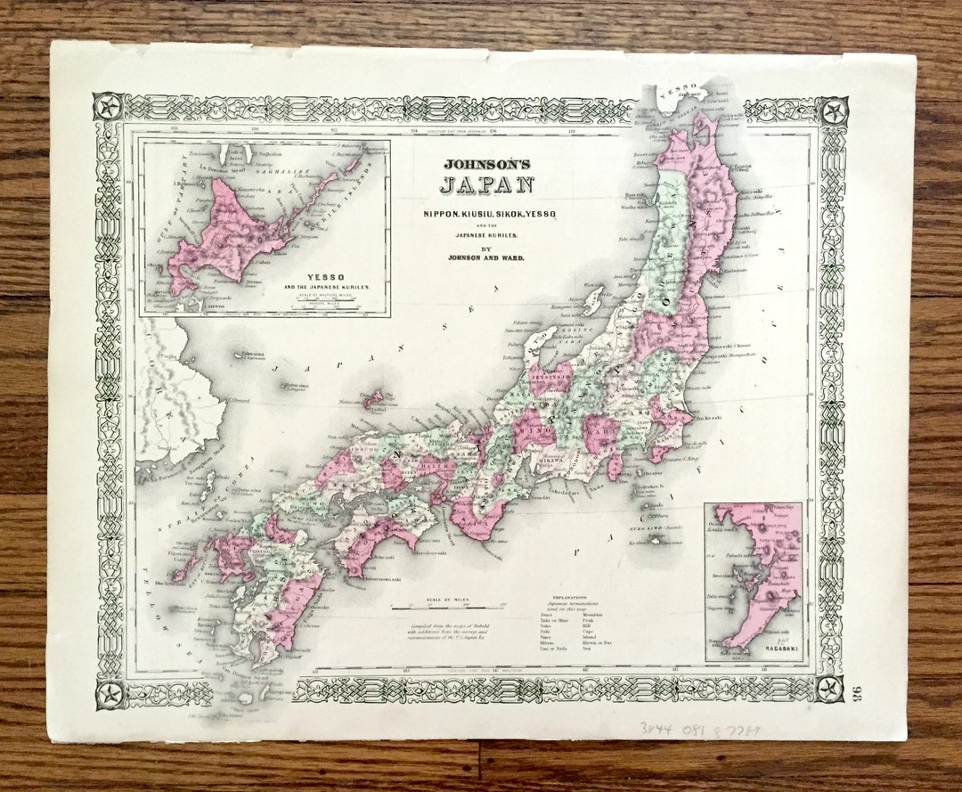 Antique 1866 Japan Map by Johnson and Ward – Tokyo, Yokohama, Osaka ...