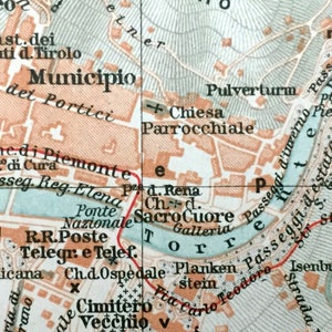 Antique 1937 Merano, Italy Map From Muirhead's Blue Guides & Baedekers ...