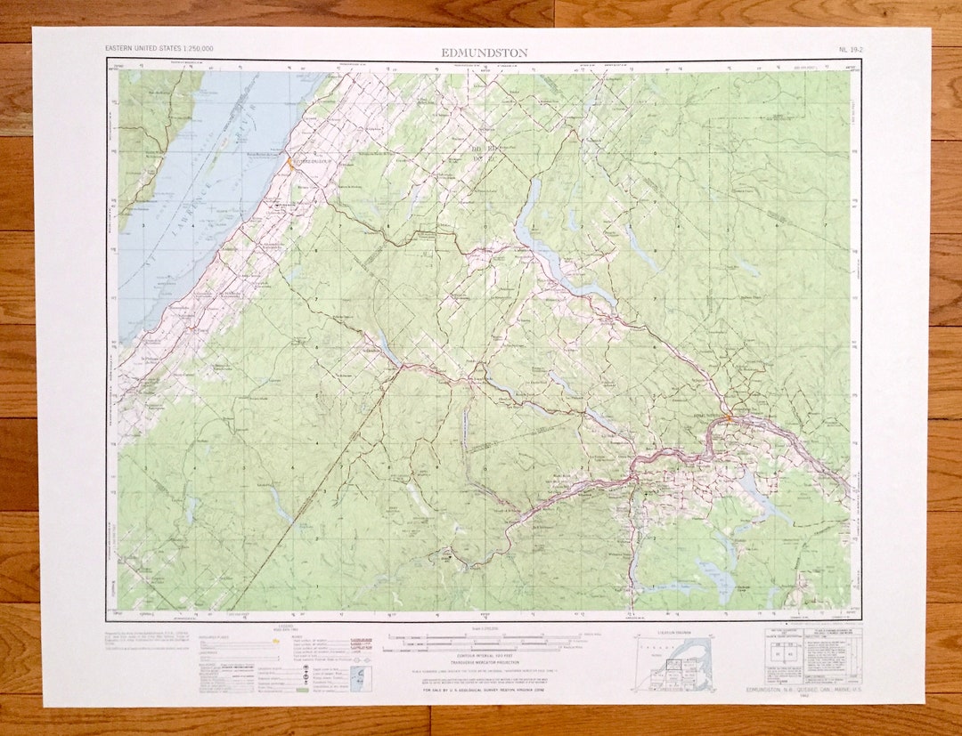 Antique Edmundston, New Brunswick 1962 US Geological Survey Topographic ...