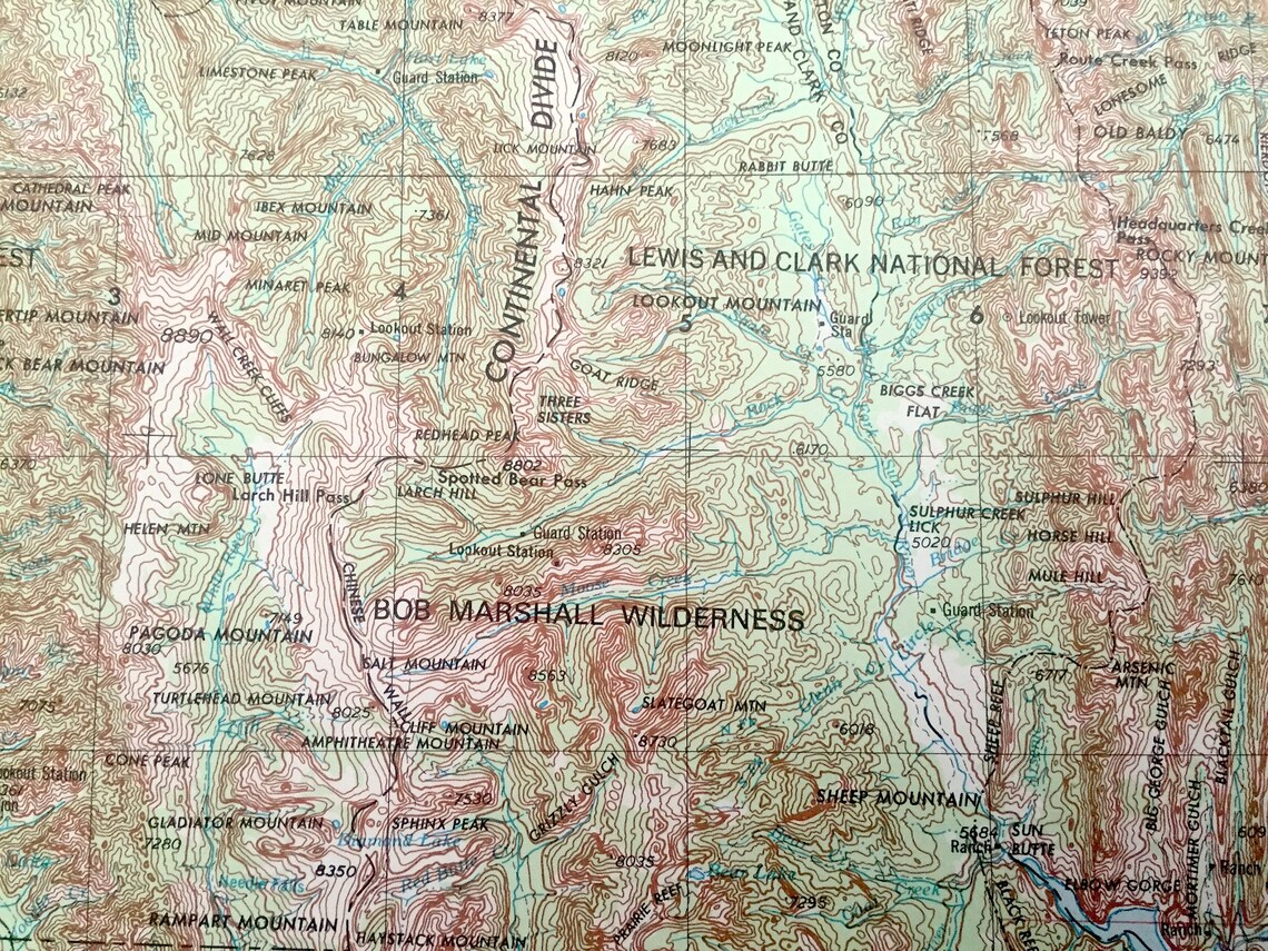 Antique Choteau, Montana 1955 US Geological Survey Topographic Map ...