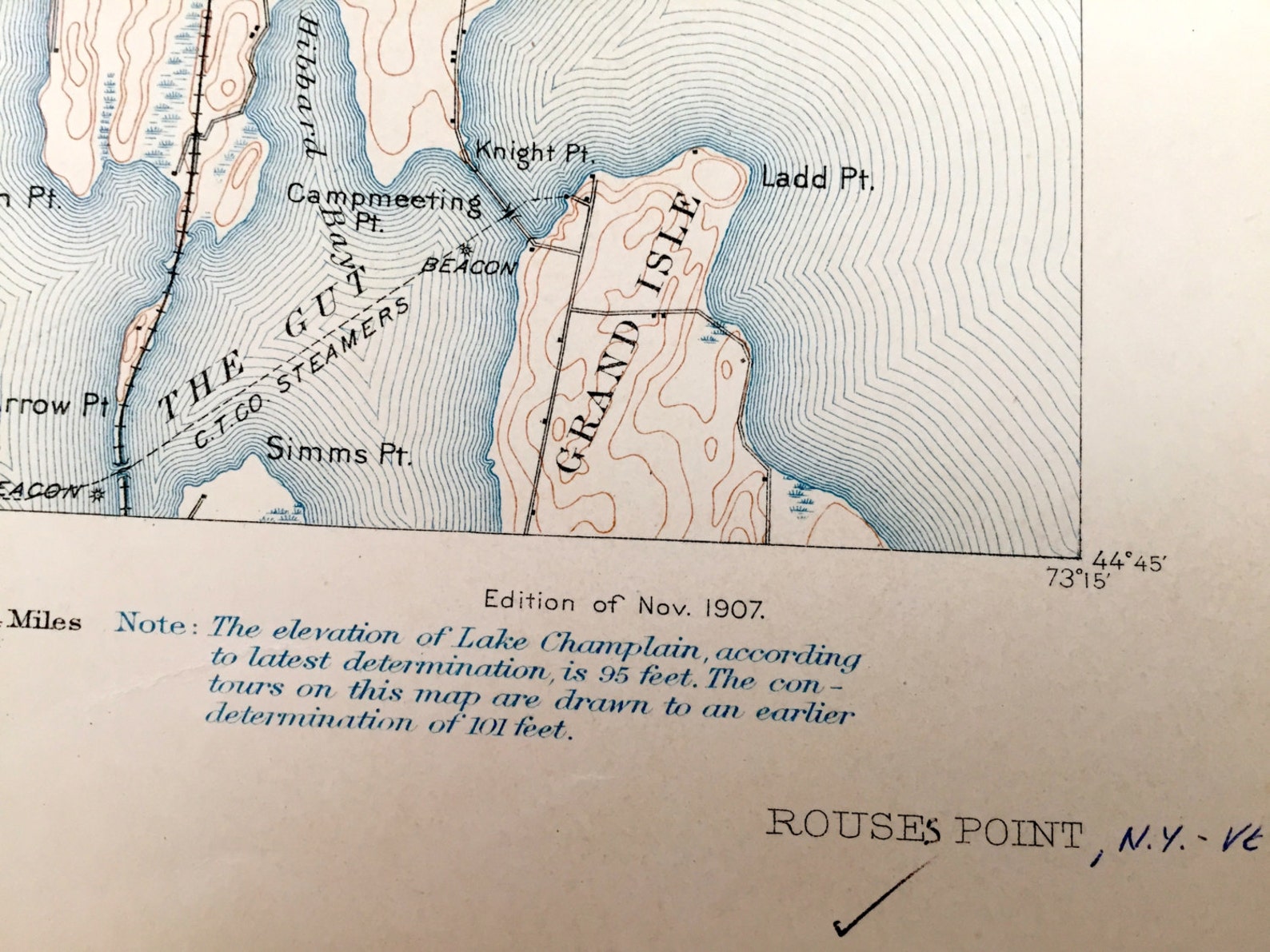 Antique Rouses Point New York 1907 US Geological Survey - Etsy