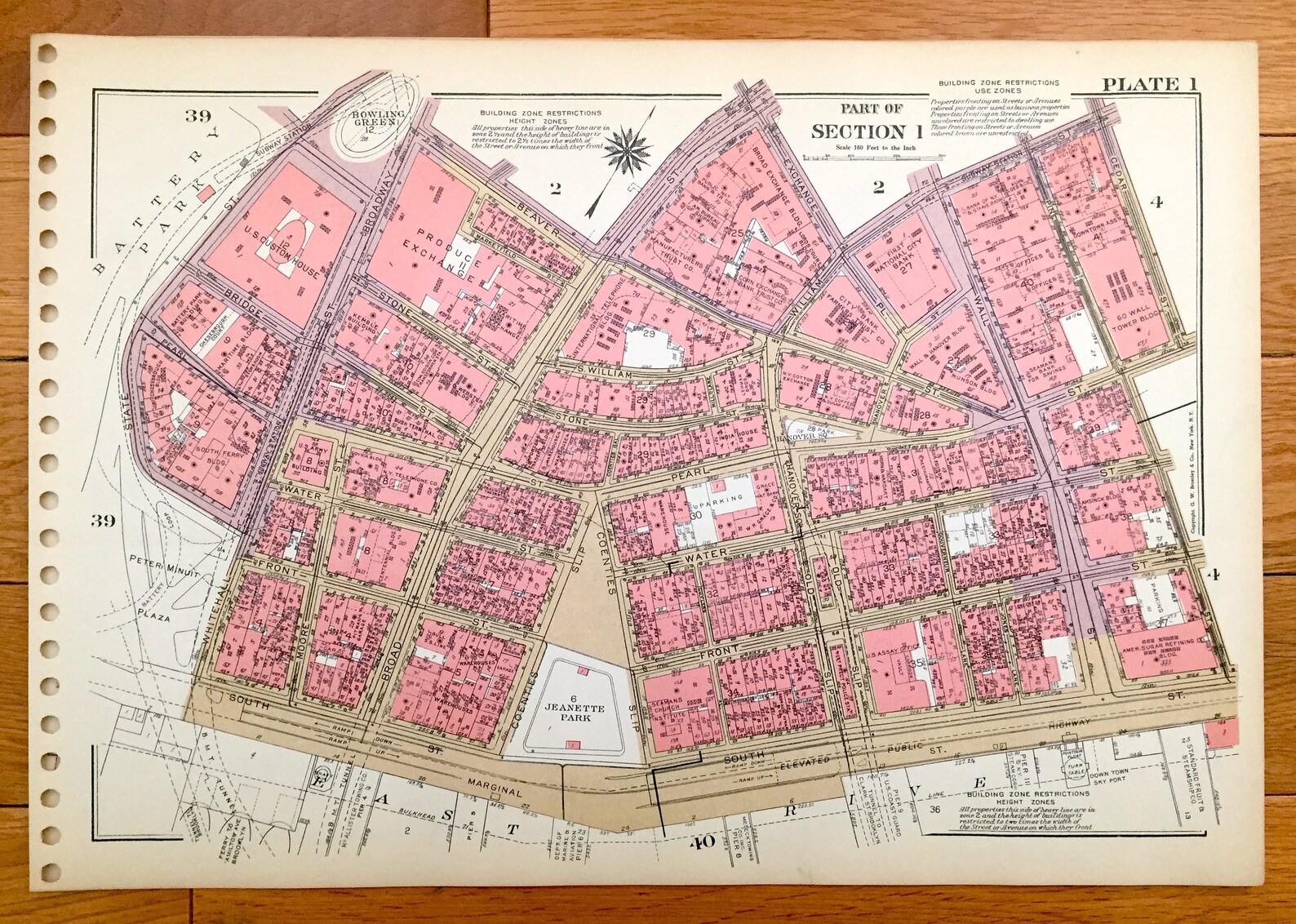Antique Manhattan, New York Map From Bromley's 1955 Manhattan Land Book ...
