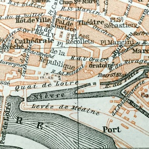 Antique 1909 Nevers, France Map From Baedekers Guide Atlas – Nievre ...