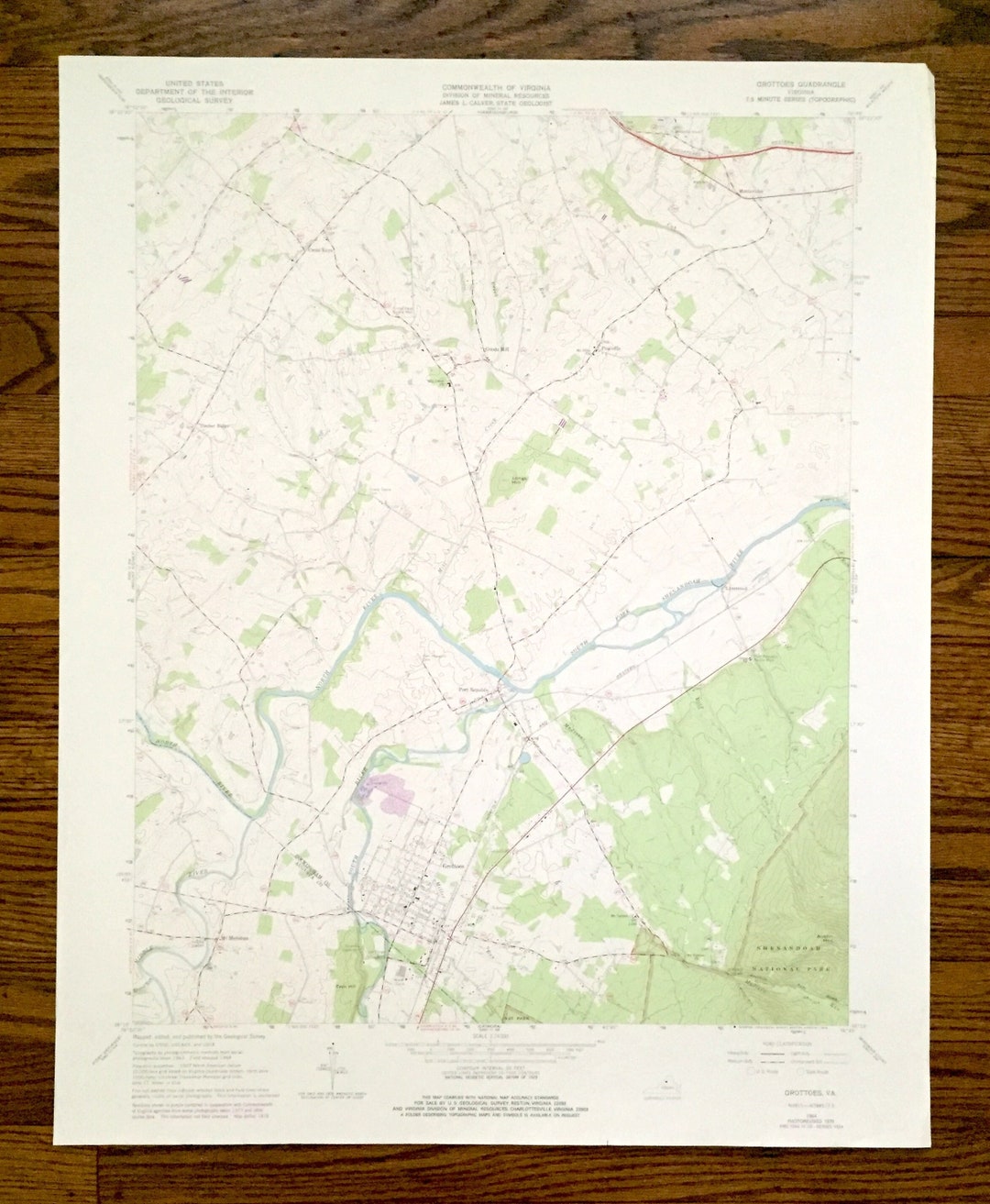 Antique Grottoes, Virginia 1964 US Geological Survey Topographic Map ...