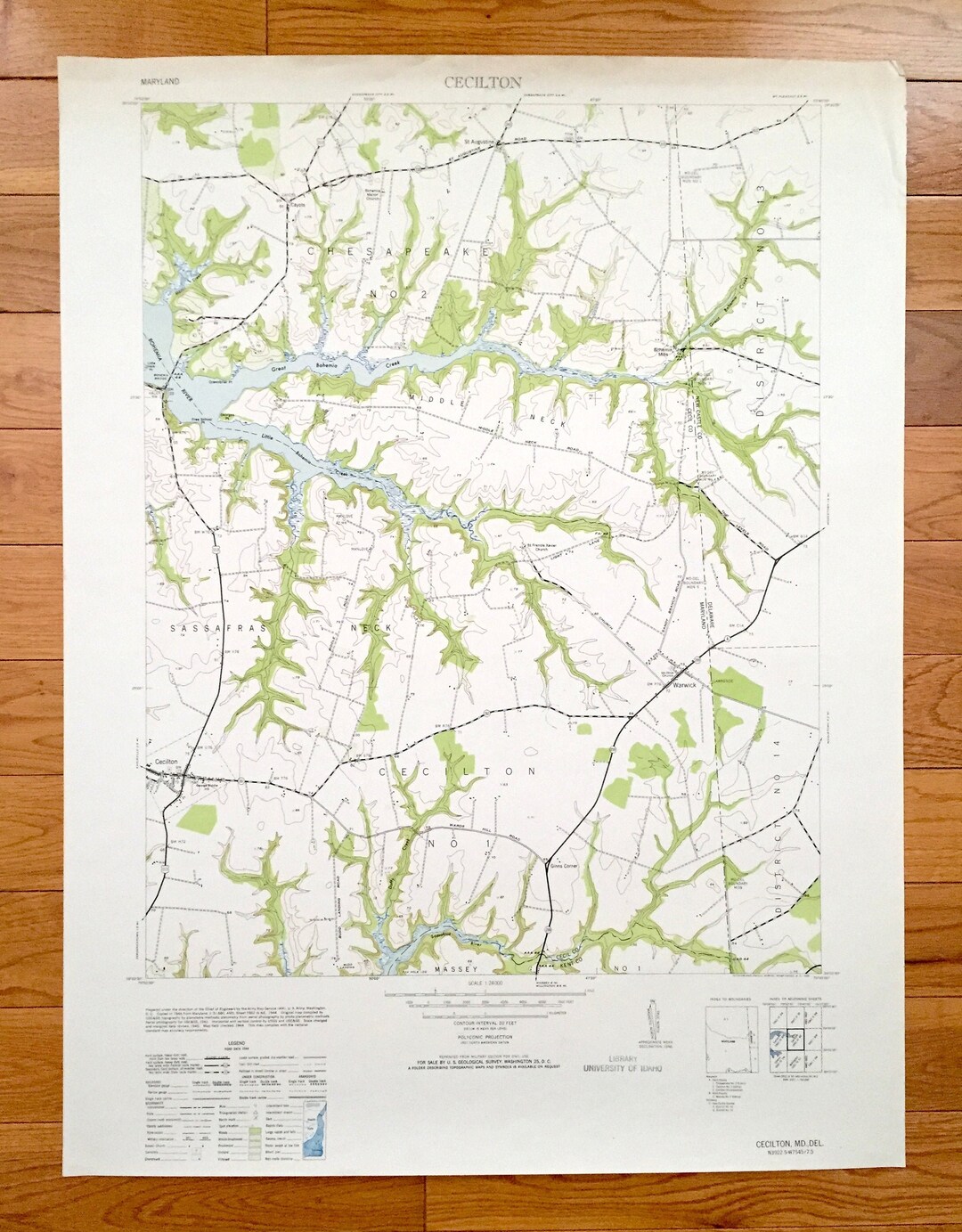 Antique Cecilton, Maryland 1953 US Geological Survey Topographic Map ...