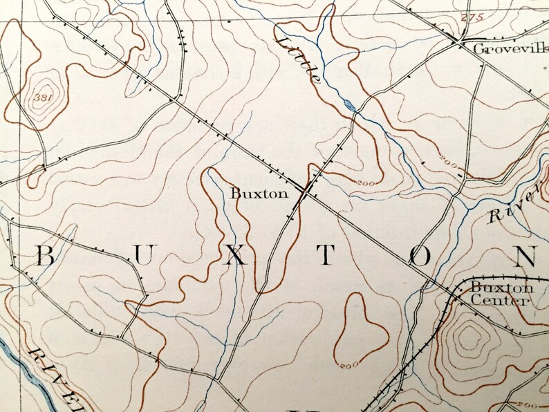 Antique Buxton Maine 1892 US Geological Survey Topographic | Etsy