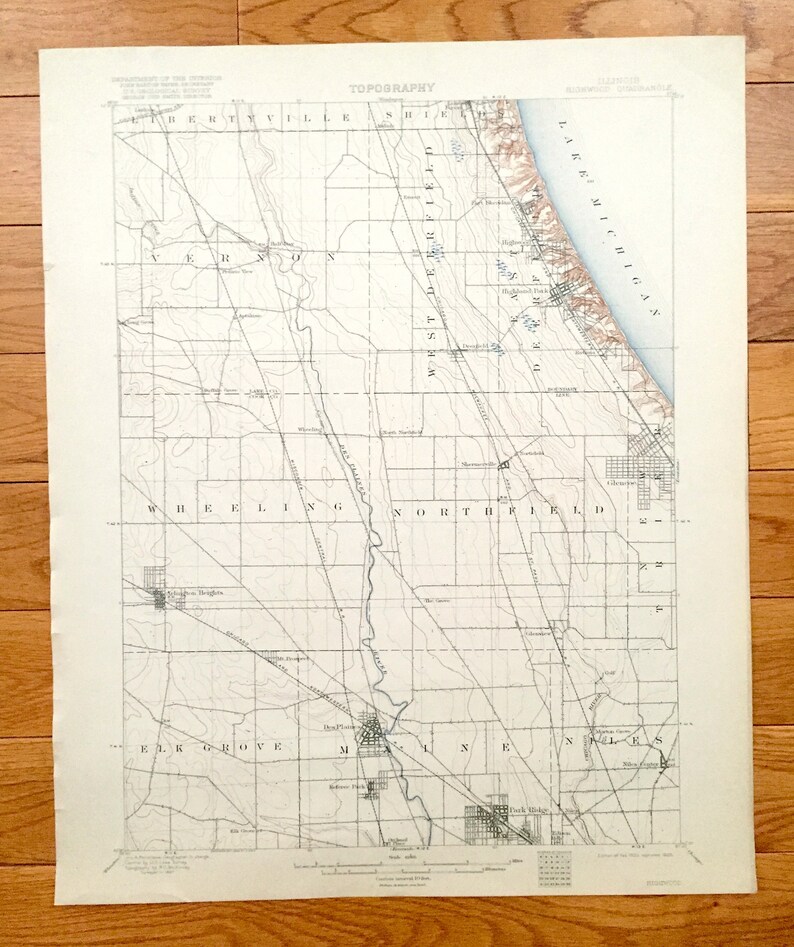 Antique Highwood Illinois 1900 US Geological Survey - Etsy