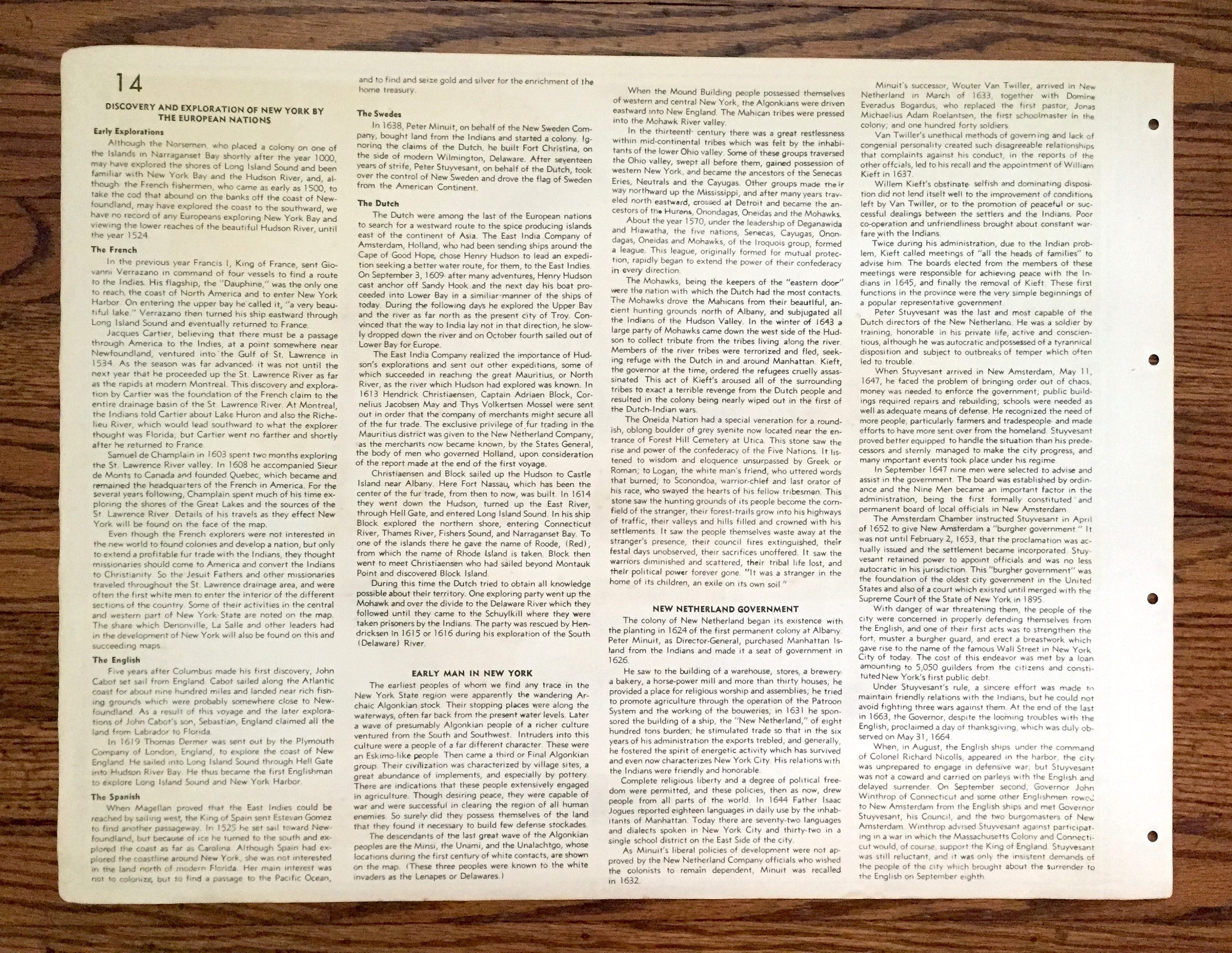 Antique 1941 New York Pre-colonial Map From WP Munger's Historical ...